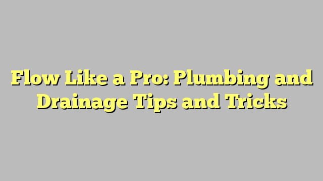 Flow Like a Pro: Plumbing and Drainage Tips and Tricks - TEGGIOLY